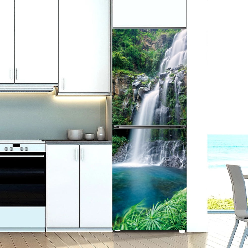 Fridge Stickers Refrigerator Cover Door Landscape Plant Sea Vinyl Self ...
