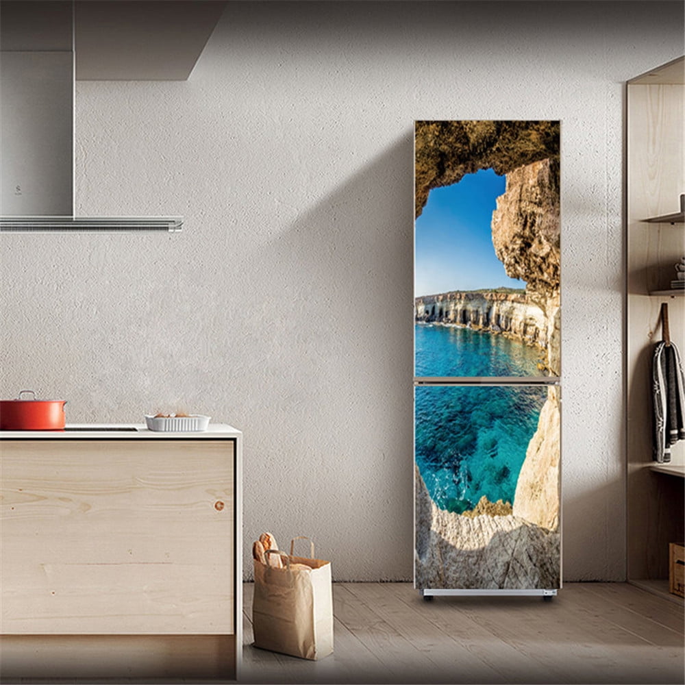 Fridge Stickers Refrigerator Cover Door Landscape Plant Sea Vinyl Self ...