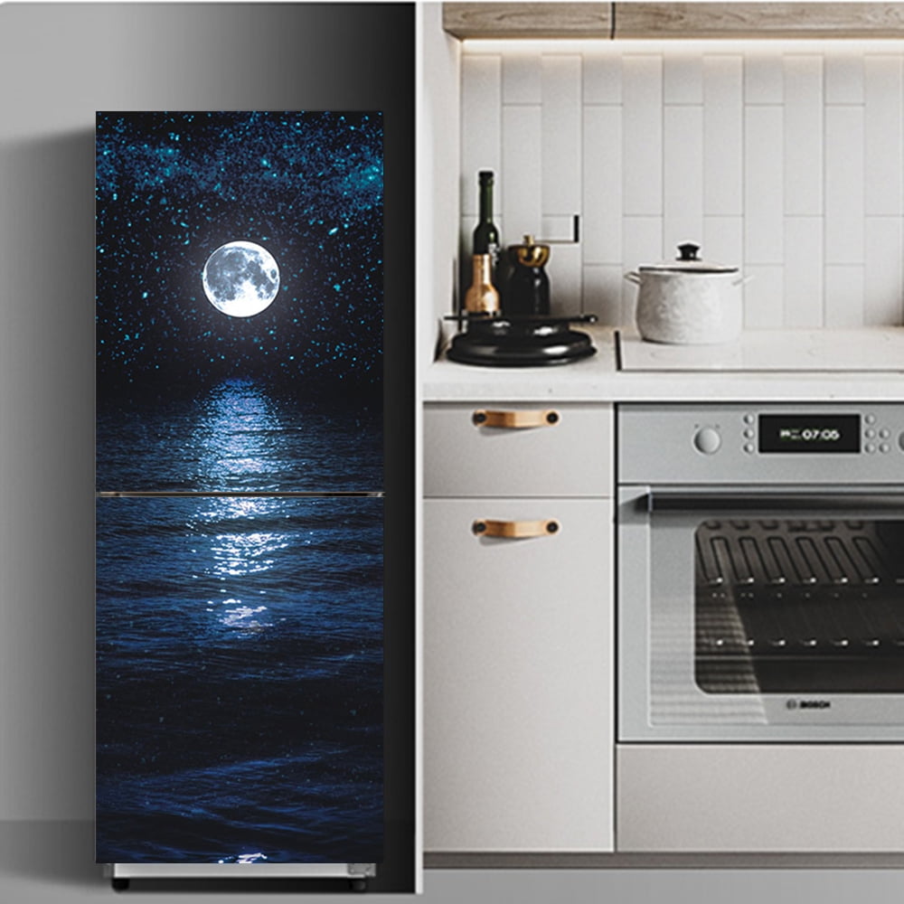 Fridge Stickers Refrigerator Cover Door Landscape Plant Sea Vinyl Self ...