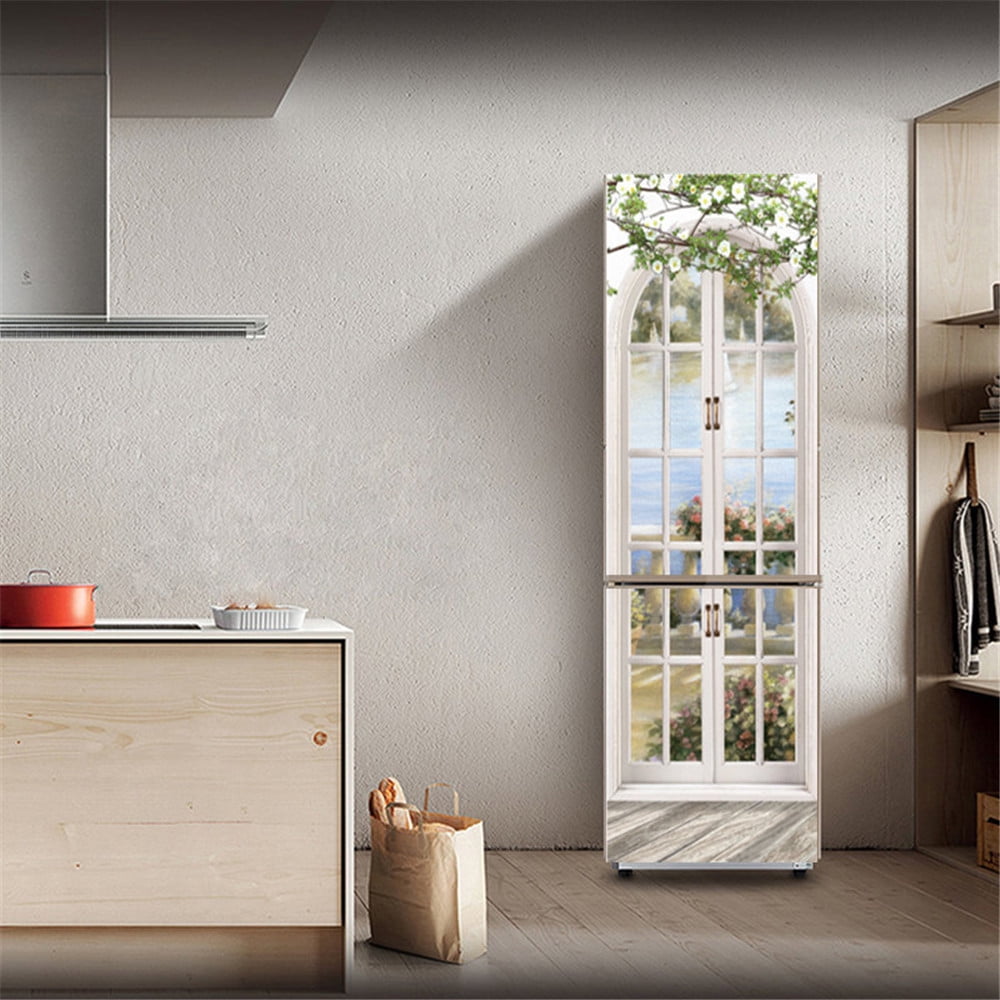 Fridge Stickers Refrigerator Cover Door Landscape Plant Sea Vinyl Self ...