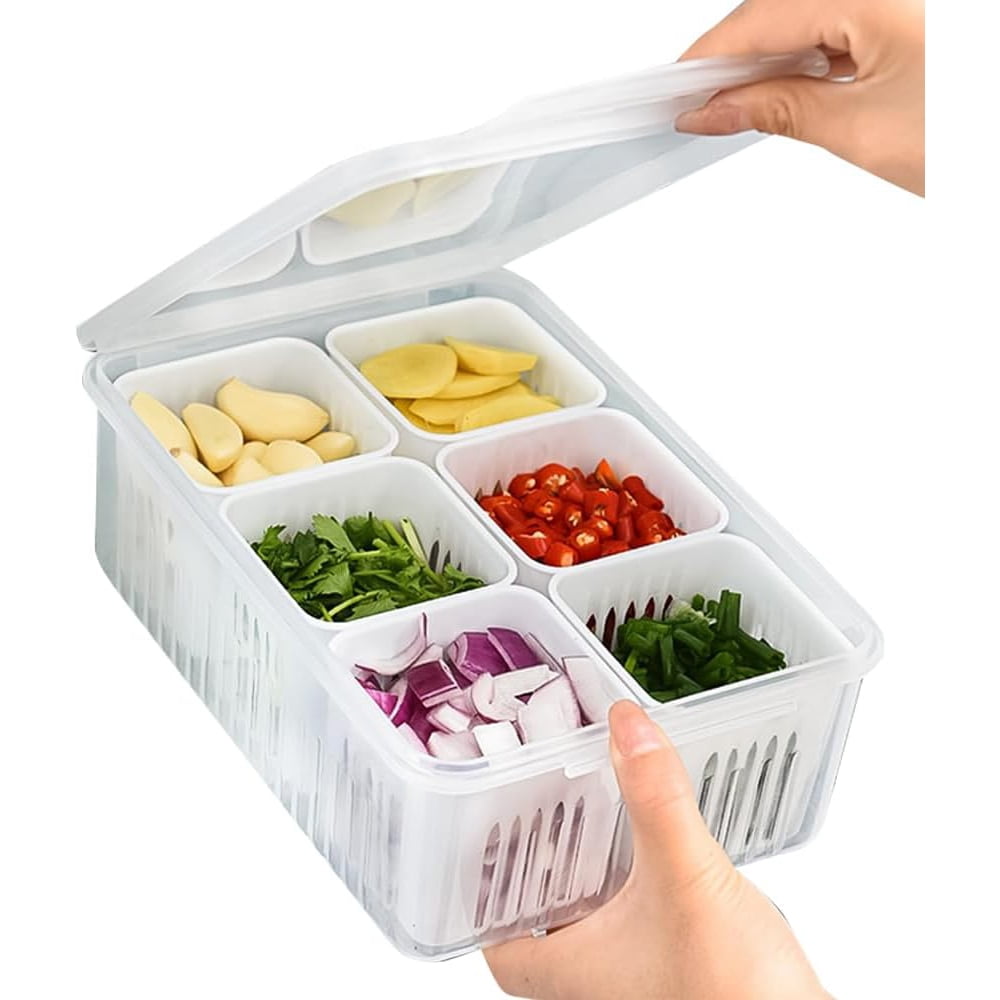 Lifellery Fridge Food Storage Containers, 6 in 1 Clear Organizer with ...