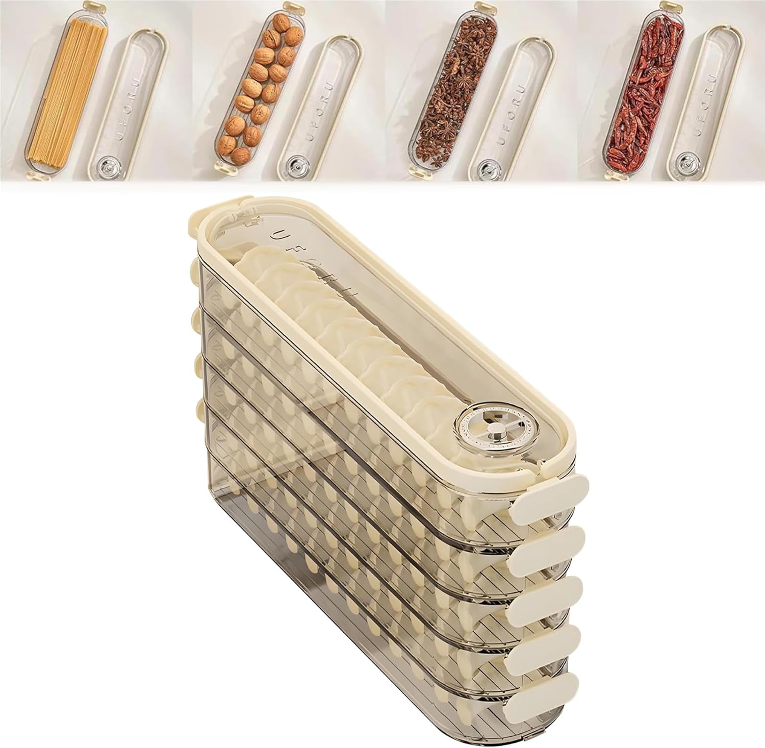 Fridge Storage Containers with Lids: Portable Multi Layer Quick Frozen ...