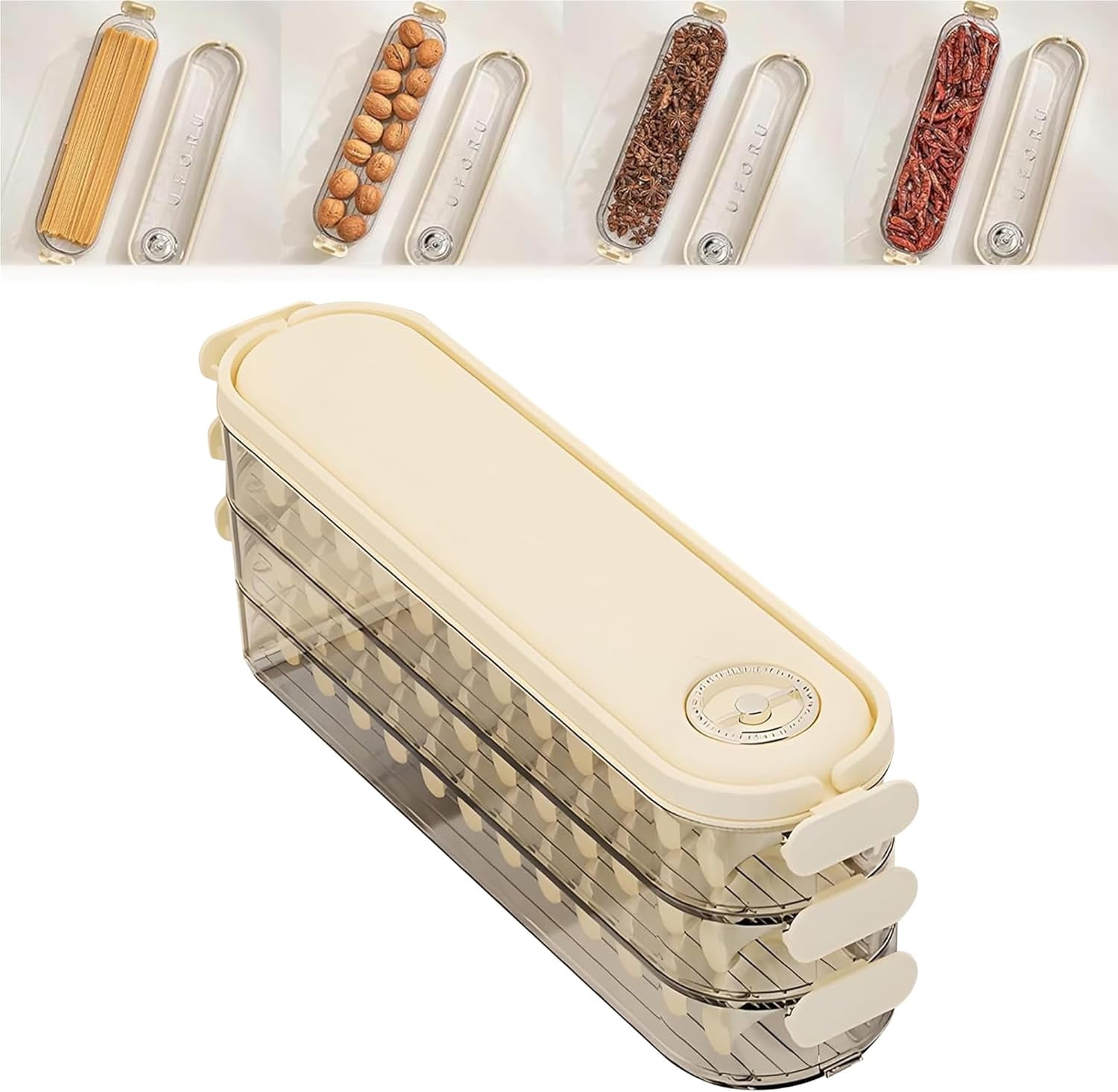 Fridge Storage Containers with Lids: Portable Multi Layer Quick Frozen ...