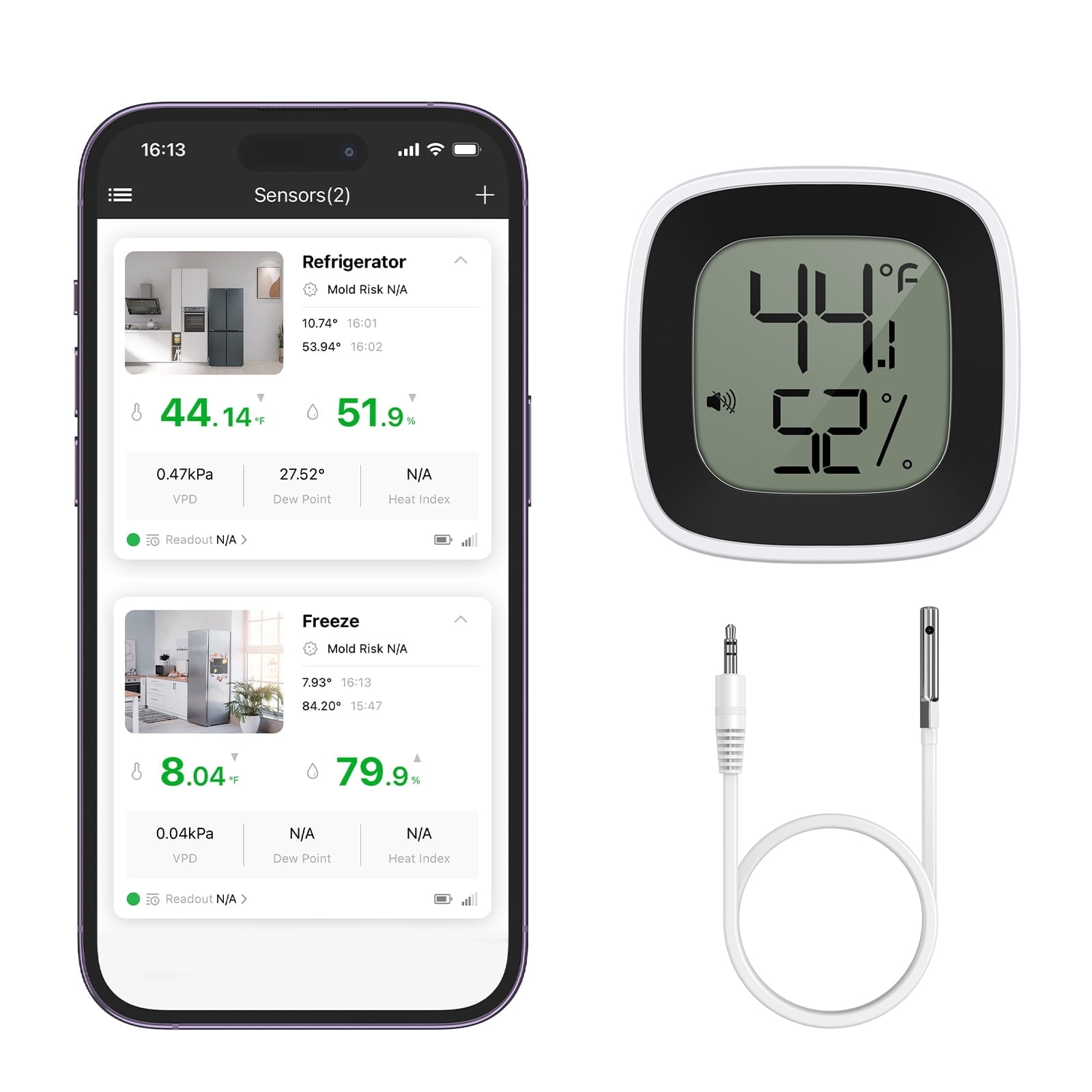 Fridge Thermometer, AMIR Bluetooth Digital Refrigerator Thermo ...