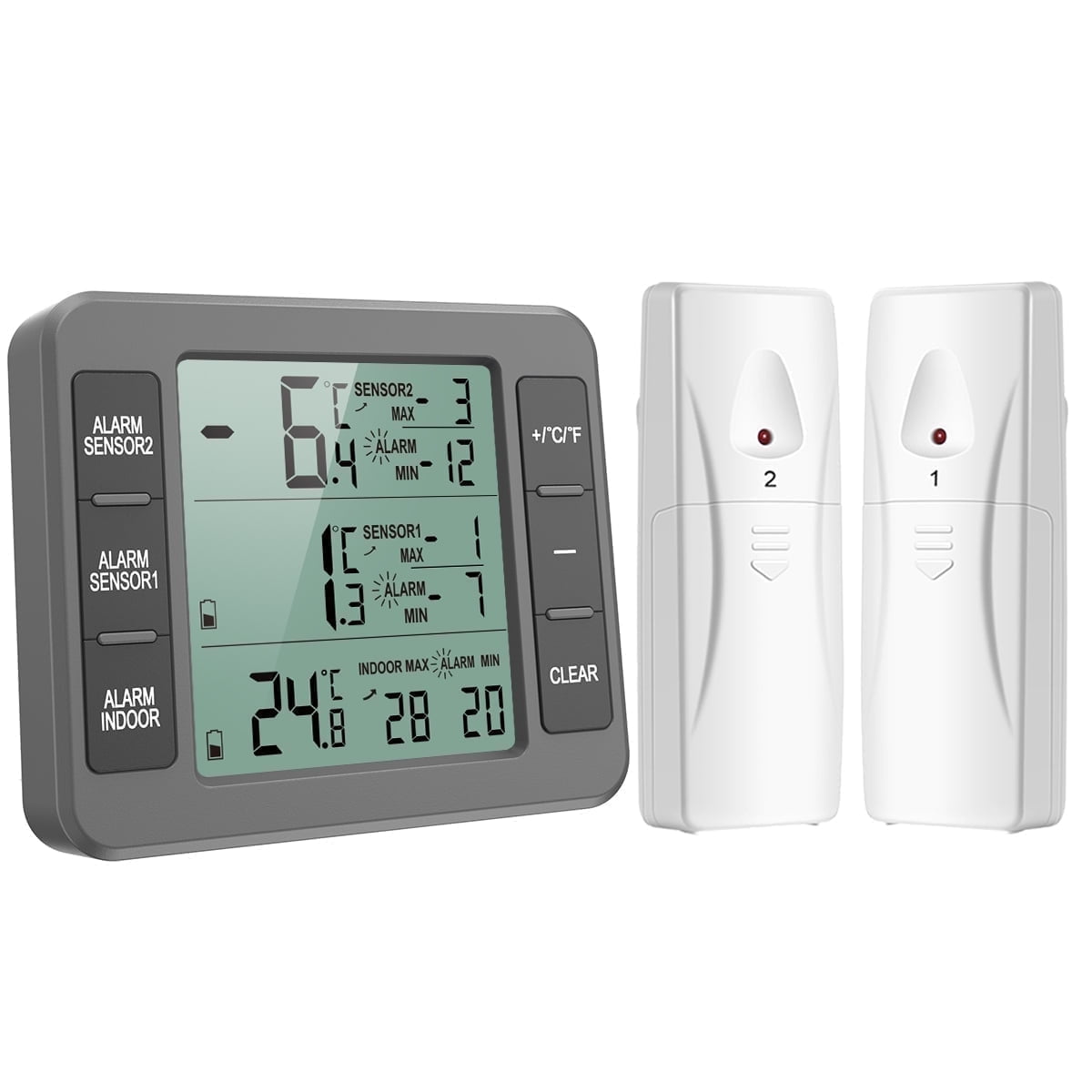 AMIR Wireless Fridge Thermometer with Alarm, Easy Reading, Indoor ...