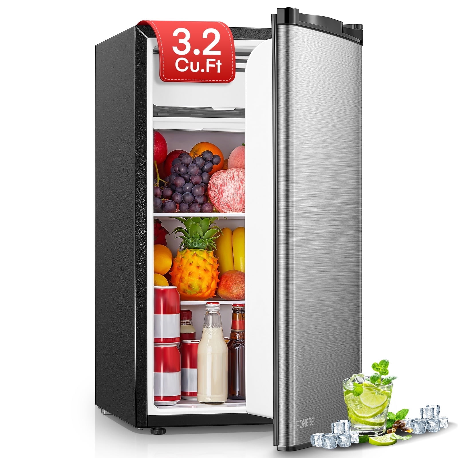 Fridge with Freezer for Bedroom, 3.2 Cu. ft Refrigerator for Office ...