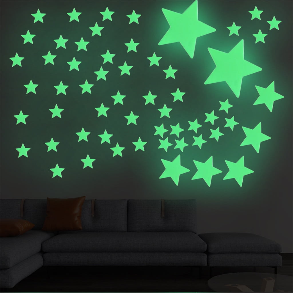 Fridja 100 Pcs Glowing Stars and Planets Luminous Solar System Wall ...