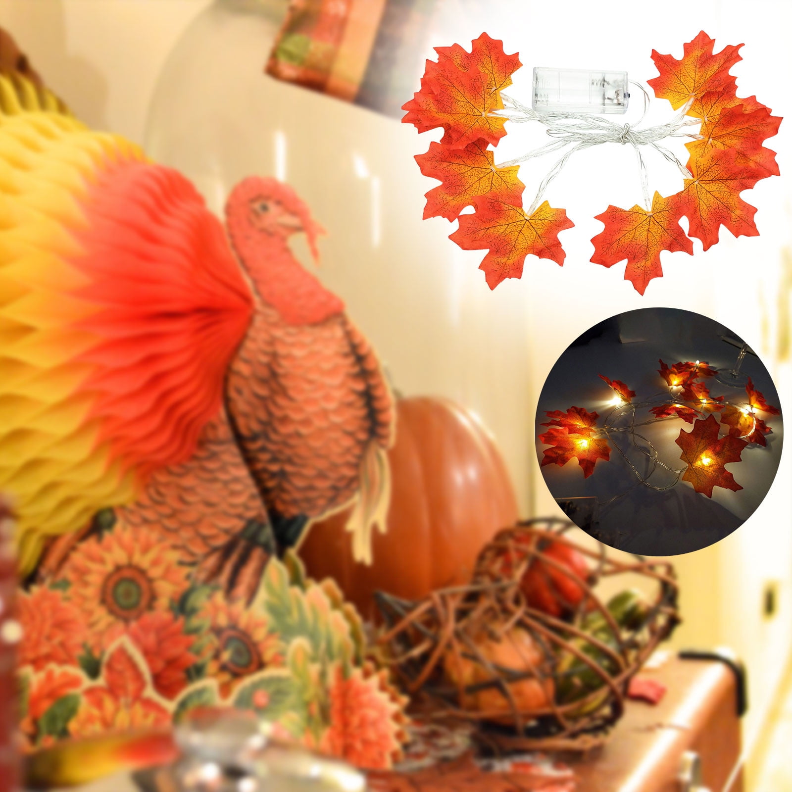 Fridja 20 LED Thanksgiving Leaves Maple Leaf Lights String Garden Party ...