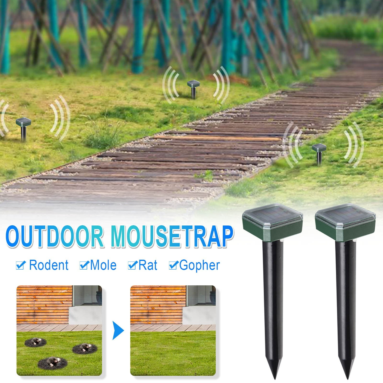 Fridja 2pcs Chipmunk Repelent, Snake Repelent Solar Mole Repelent ...