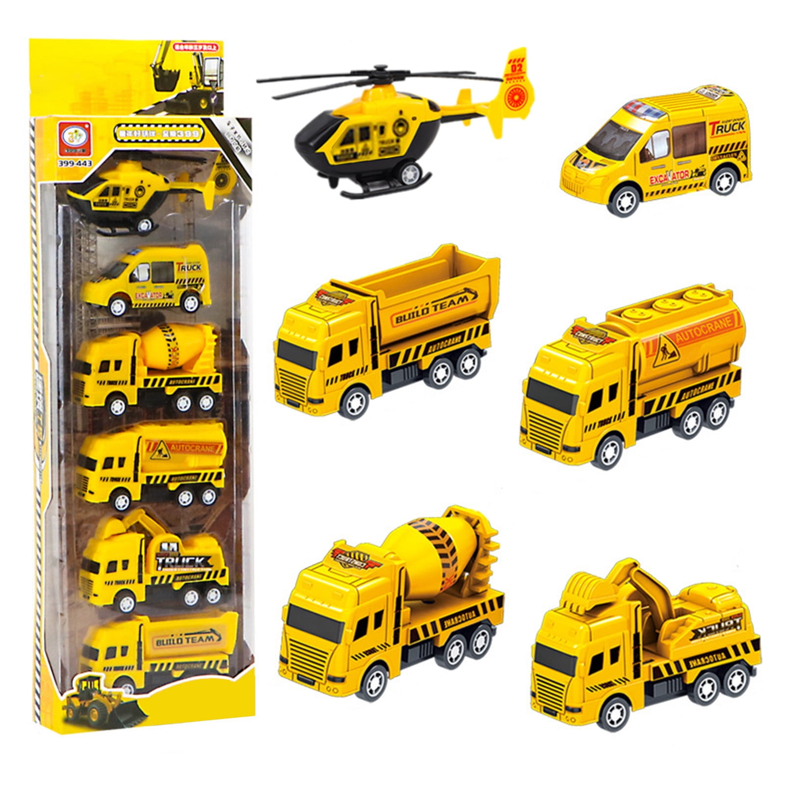 Fridja 6 Pack Kids Construction Vehicles Playset , Excavator, Dump ...