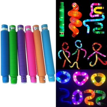 D-FantiX 12 Pack Light Up Pop Fidget Tubes, Sensory Glow Sticks for ...