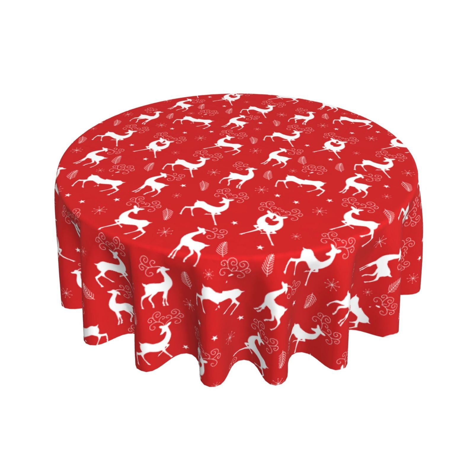 Fridja 60-Inch Round Vinyl Tablecloth, Waterproof & Wipeable, Xmas ...