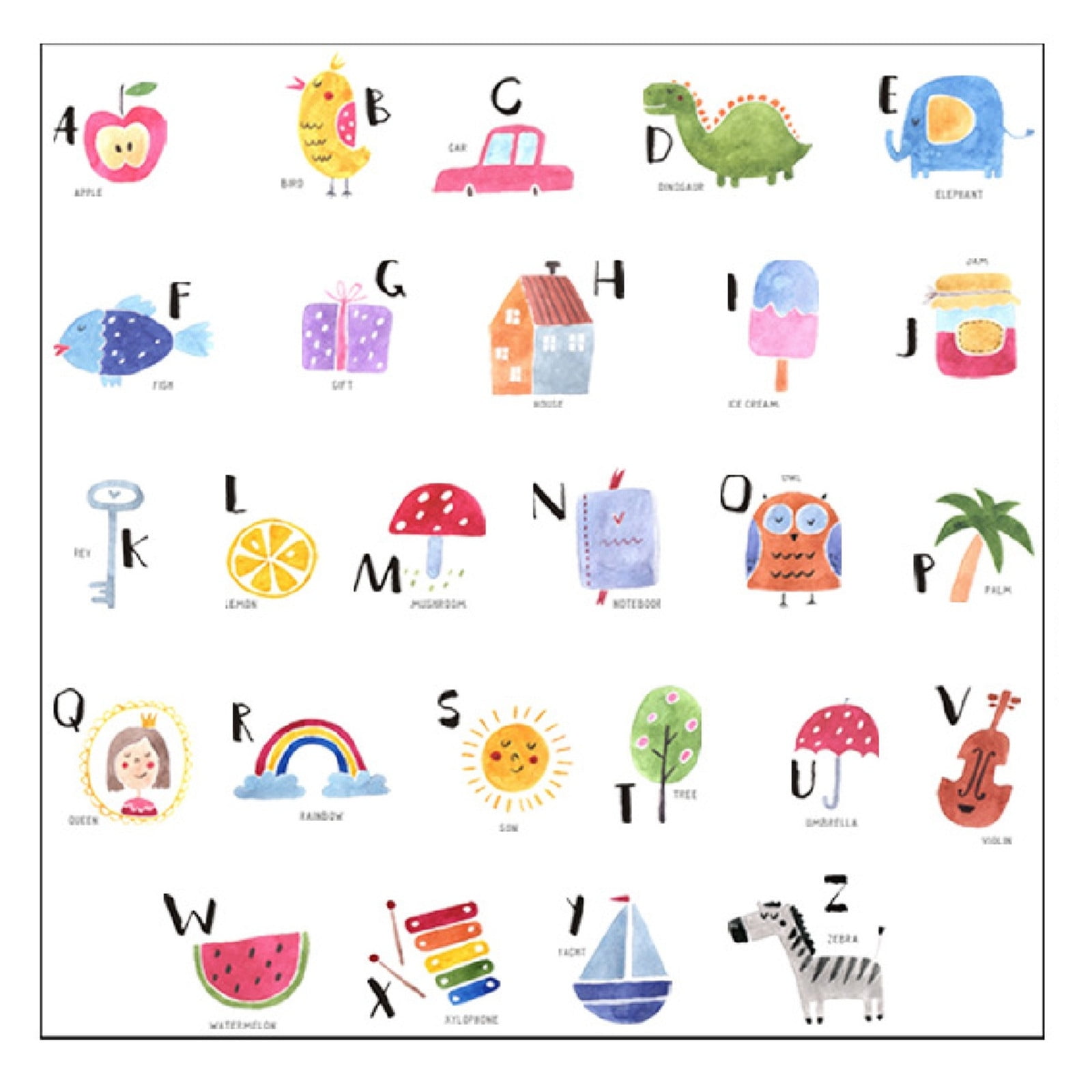 Fridja Animal Fruit English Alphabet Wall Stickers Kids Wall Stickers ...