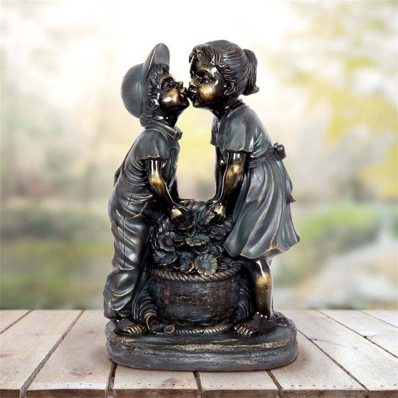 Fridja Boy & Girl Garden Statue A Kid With Fireflies Garden Statue ...
