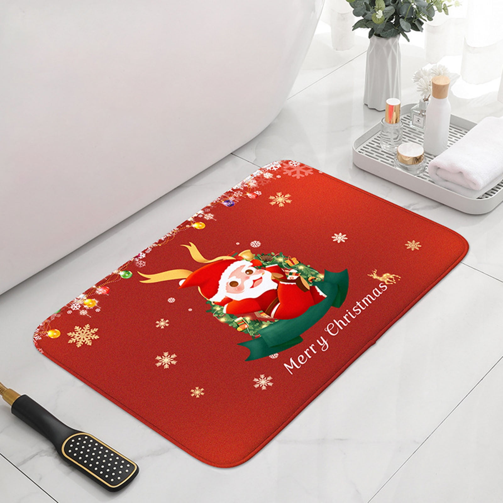 Fridja Christmas Door Mat Indoor Christmas Mat Santa Claus Carpet Red ...