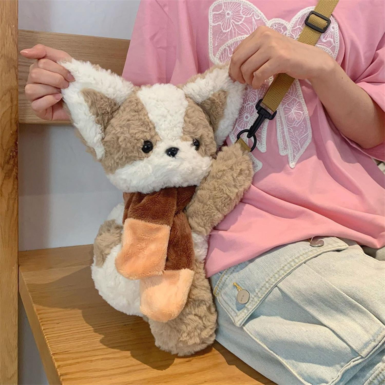 Fridja Corgi Dog Puppy Bag Shaped Crossbody Plush Purse for Toddlers ...