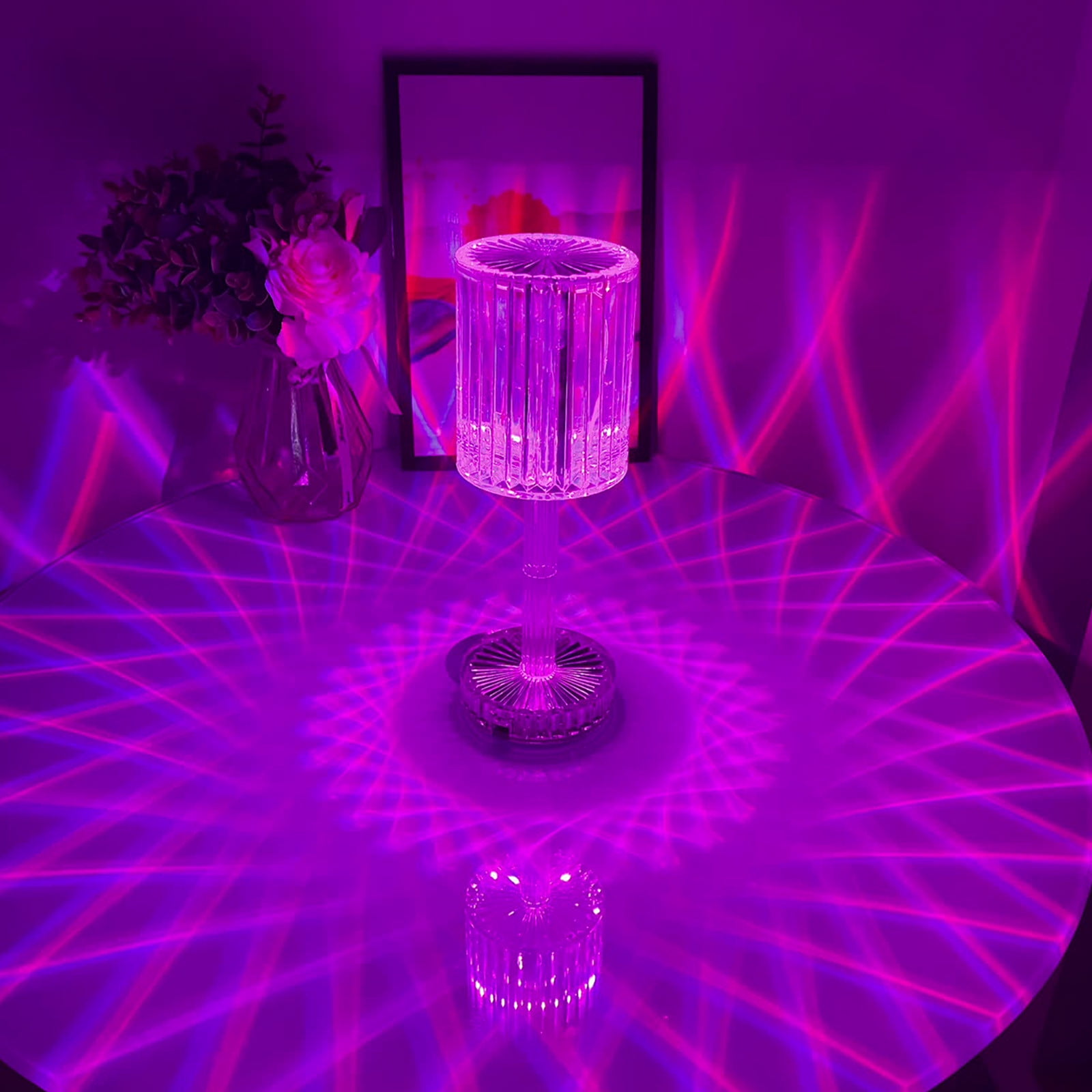 Fridja Crystal Table Lamp with Touch Remote Control, 16 Color Changing ...