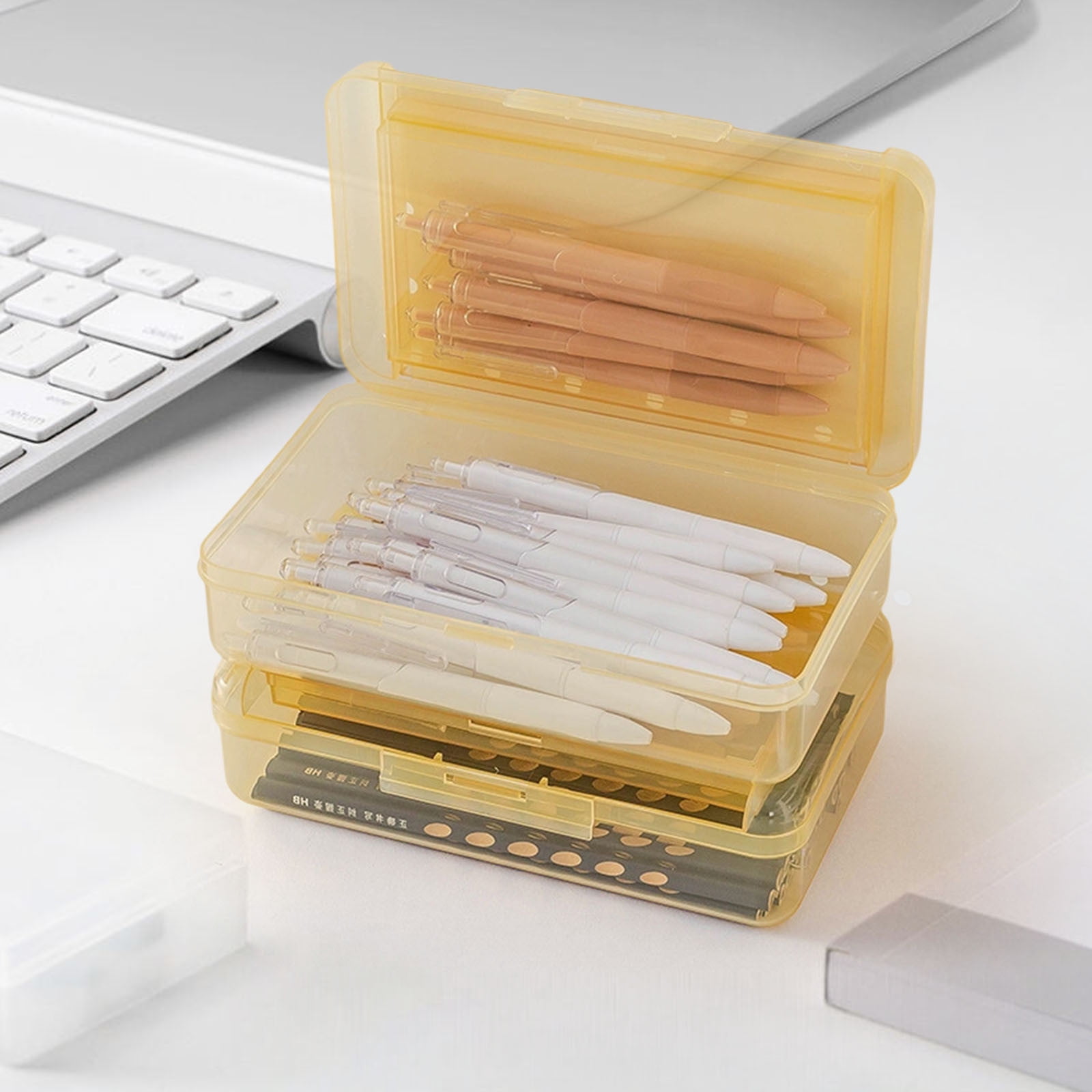 Fridja Double Layer Clear Storage Organizer for Office Supplies and ...