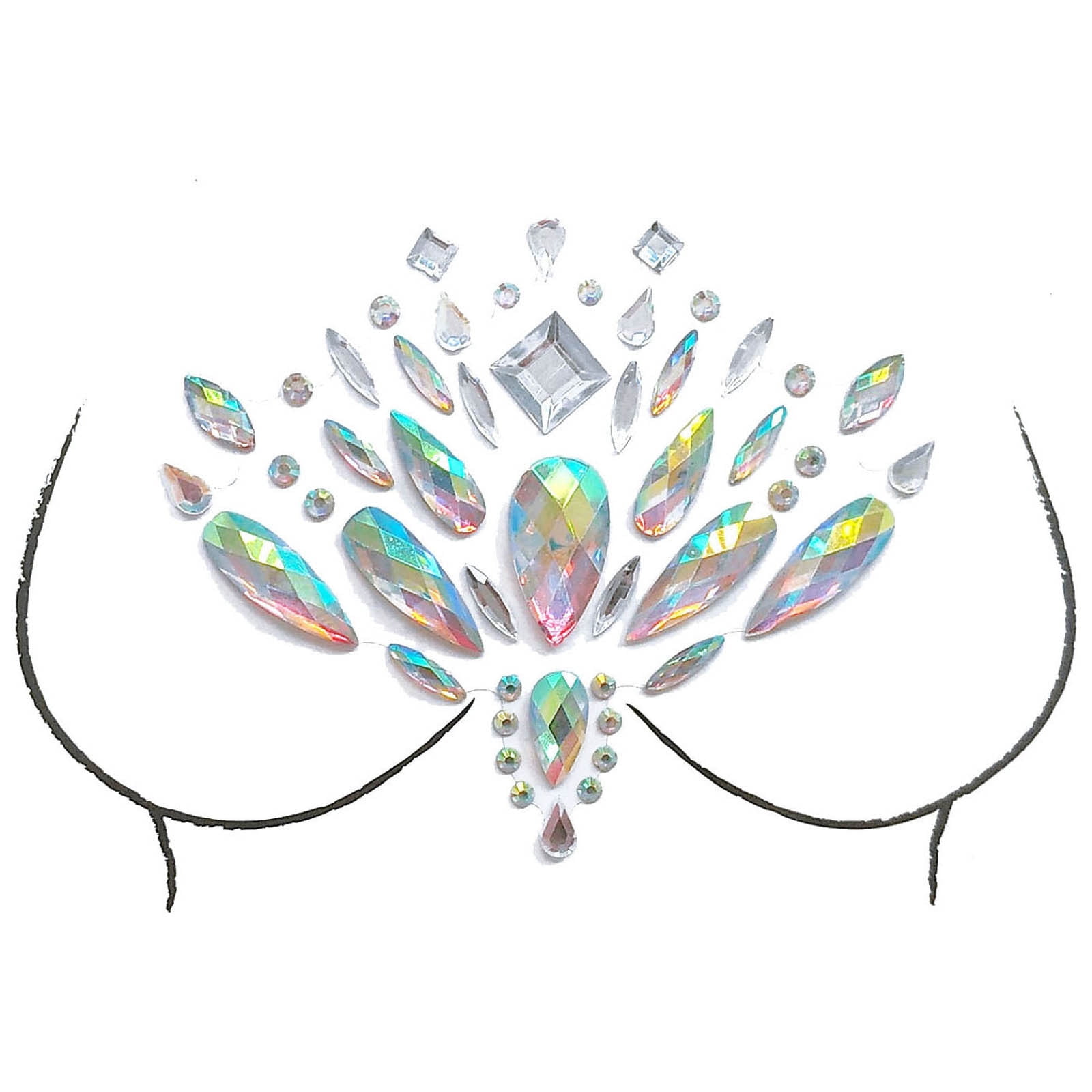 Fridja Exquisite Acrylic Chest Sticker Diamond Art Carnival Party Chest ...