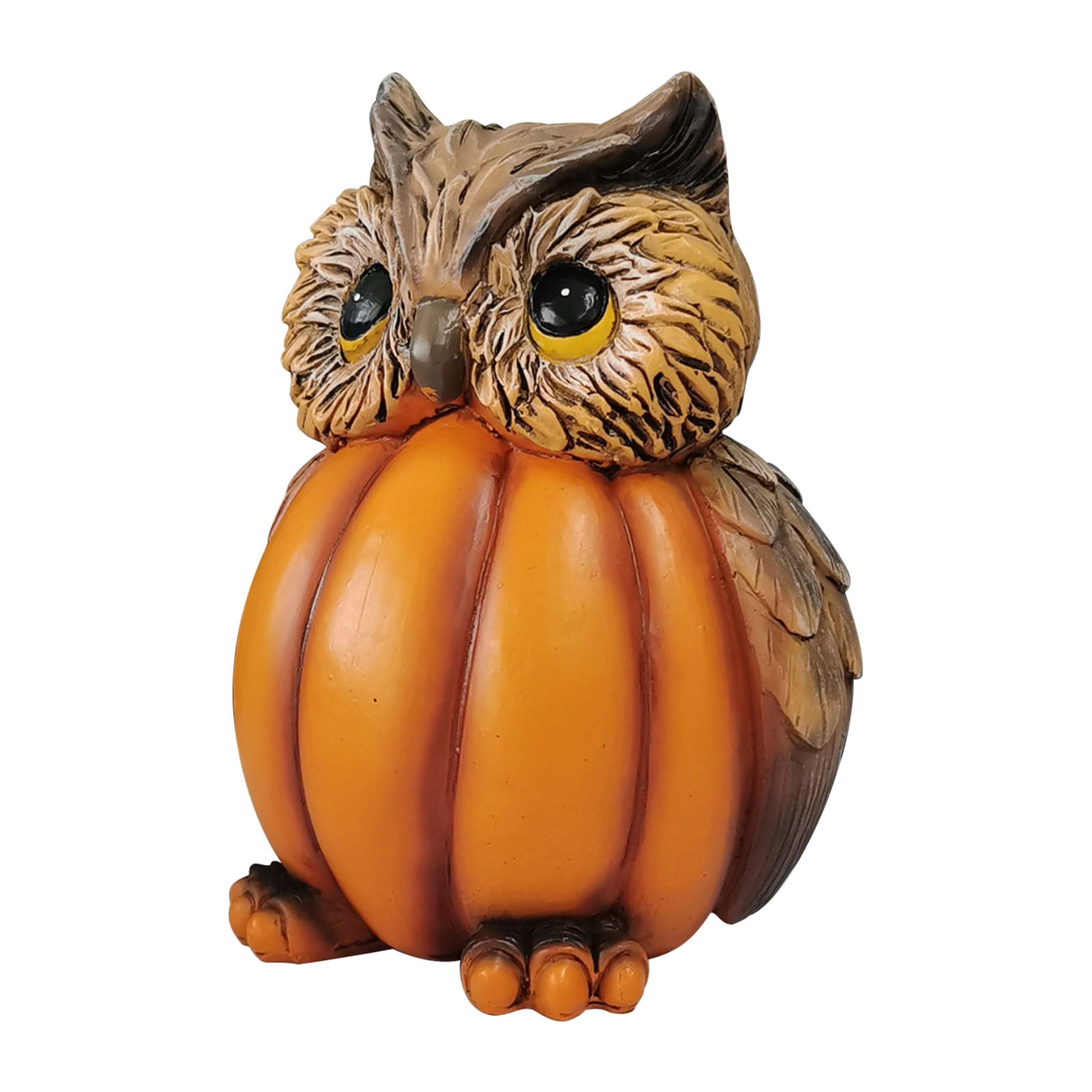 Fridja Fall Owl Statue Fall Pumpkin Bird Figurine Garden Autumn Resin ...