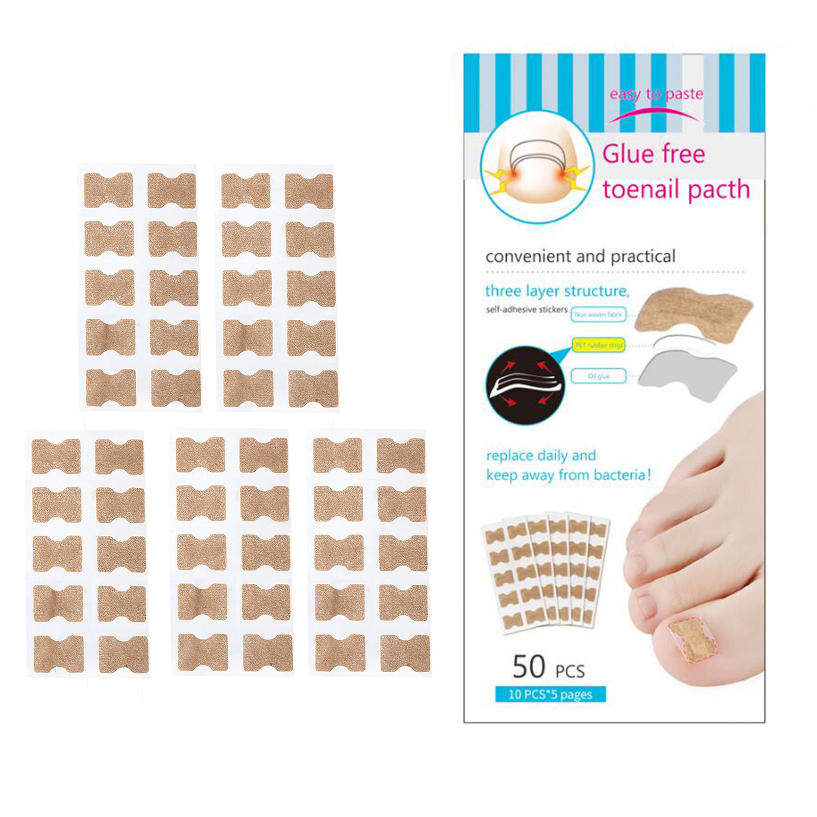 Fridja Ingrown Toenail Sticker, 50pcs Toenail Correction Patch Toe ...