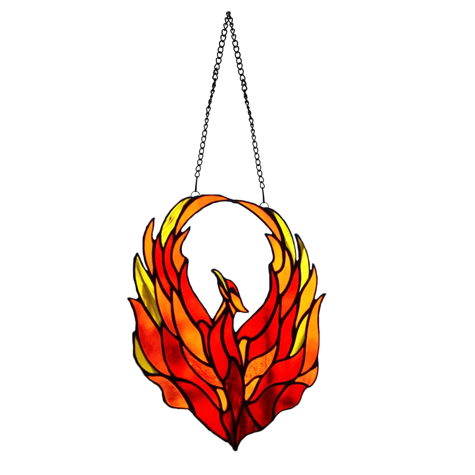 Fridja Phoenixs Stained Glass Window Decoration Red Flame Firebird ...