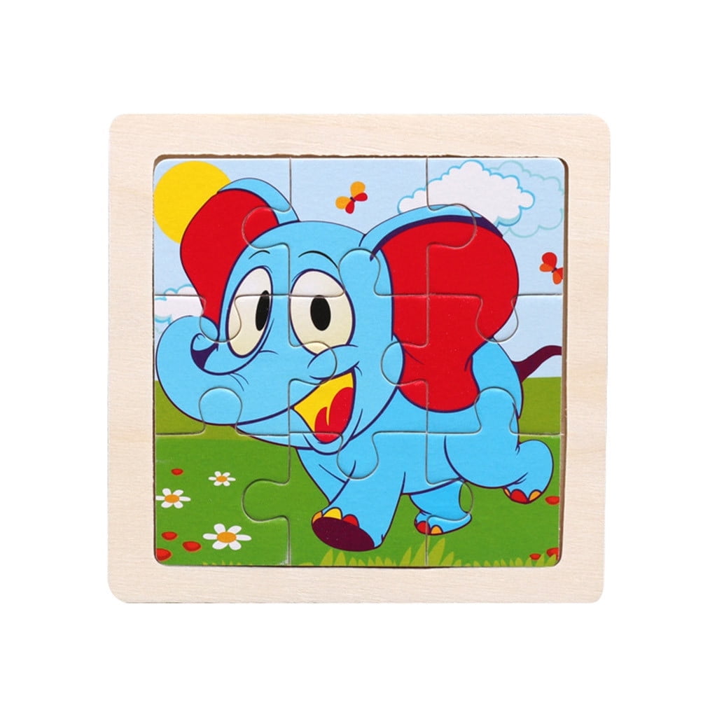 Fridja Puzzles Toys for Kids for Age 2-5, 9 Pieces Wooden Elephant Kids ...