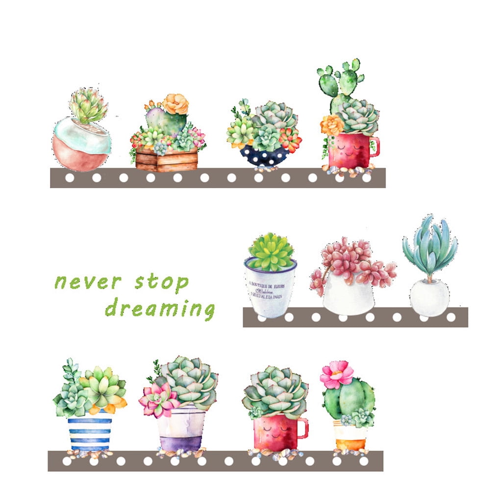 Fridja Removable Vinyl Decal Art Mural Succulents Home Living Room Decor Wall Sticker For Home