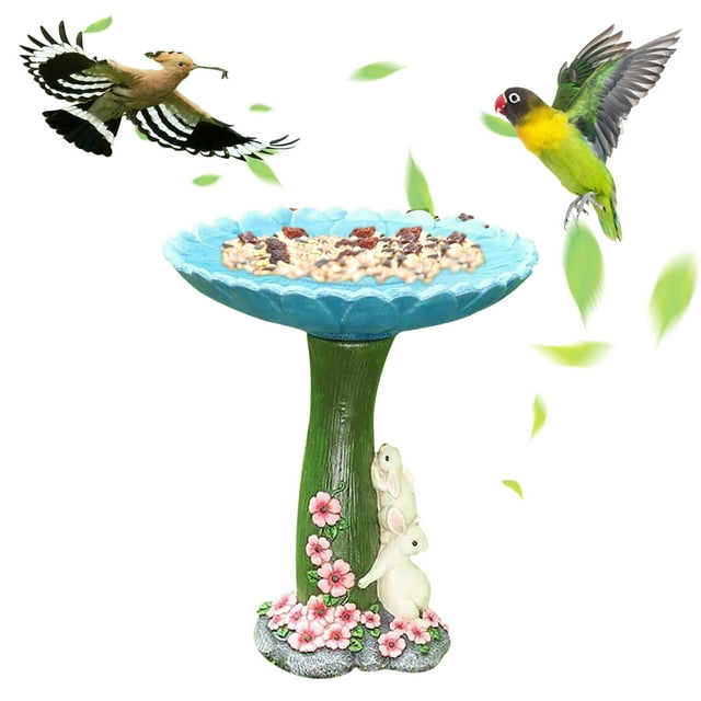 Fridja Resin Rabbit Bird Bath Bowl Standing Resin Bird Feeders Bird ...