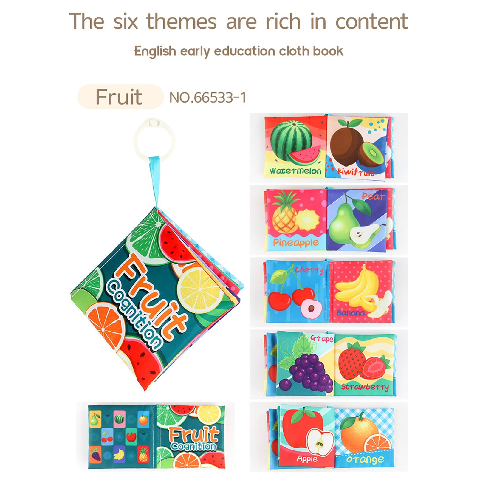 Fridja Soft Books Cloth Books, Fruits Crinkle Baby Books Toys For Babies Infants Toddlers, Water ...