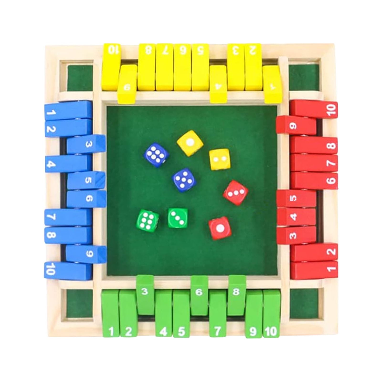Fridja Traditional Four Sided Wooden 10 Number Pub Bar Board Dice Game ...