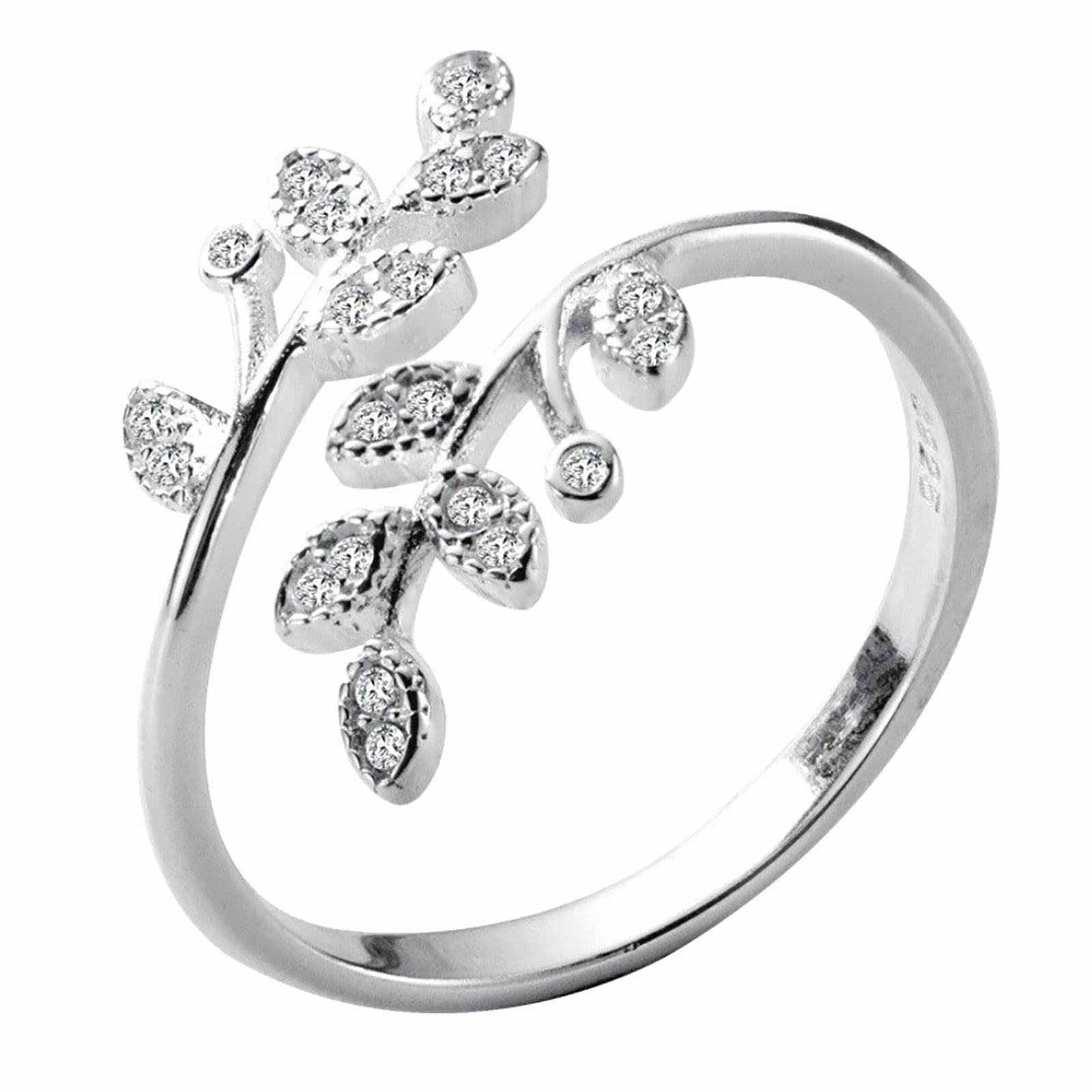 Fridja Version Of Small Fresh Temperament Diamond Leaf Open Ring Art ...