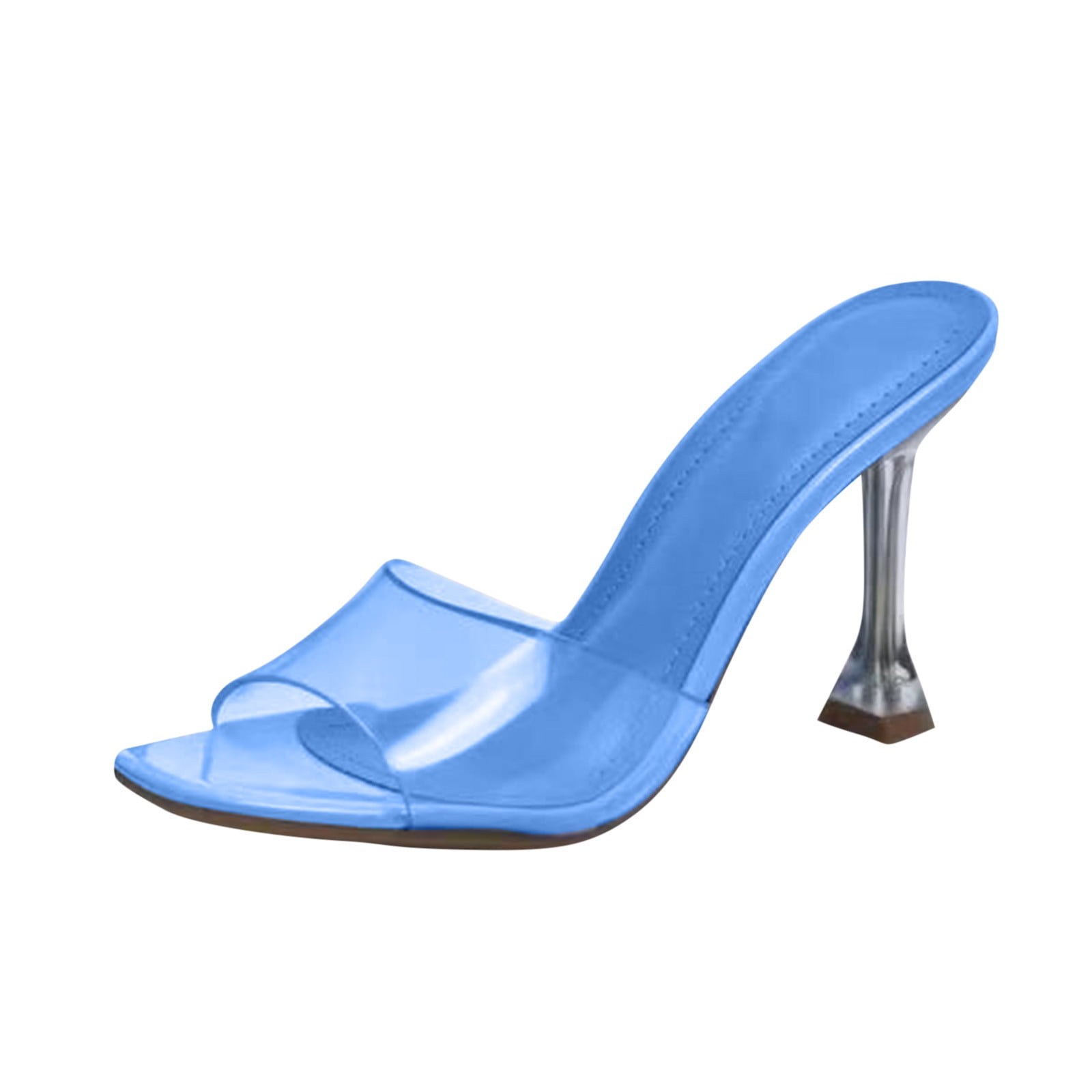 Fridja Women's Casual Cute Transparent Crystal Heel Open Toe High Heel ...