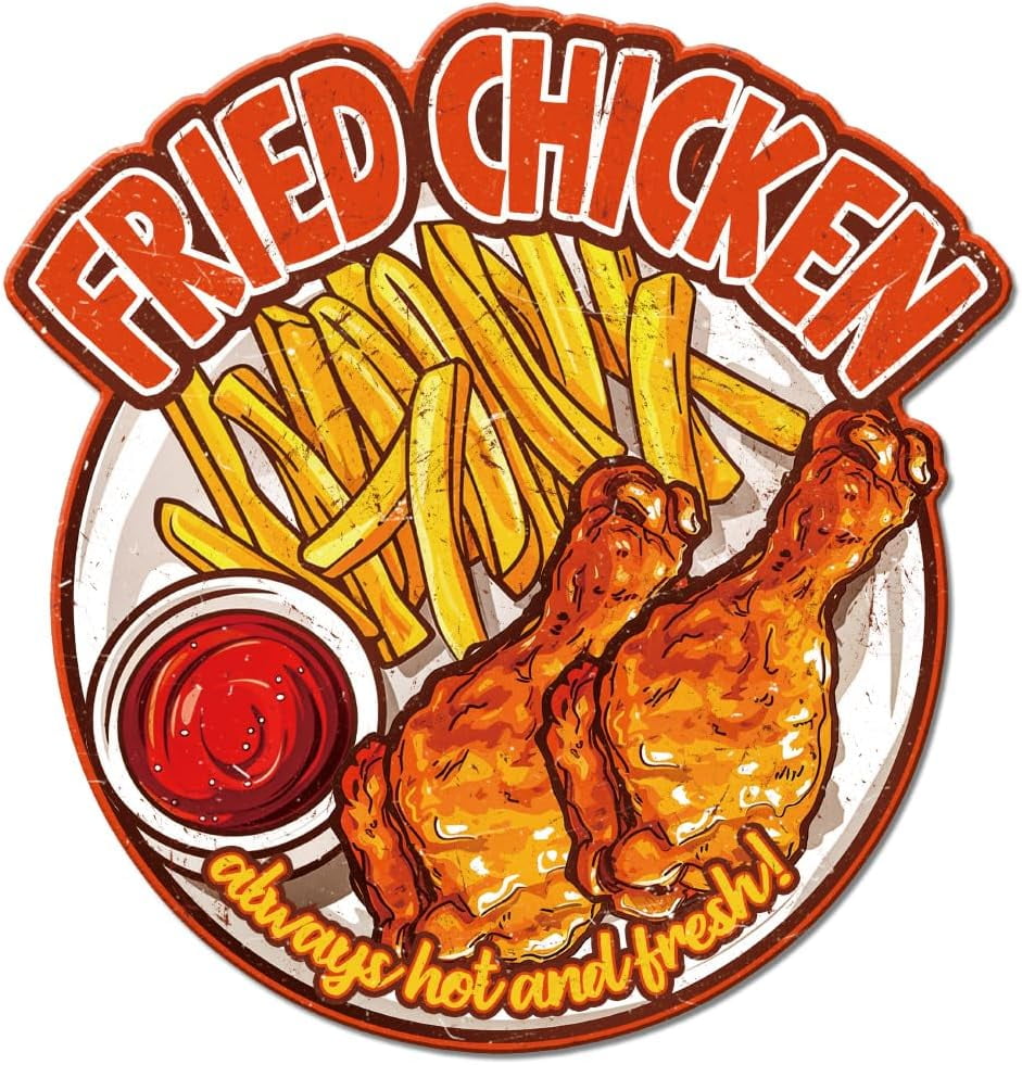 "Fried Chicken Always Hot And Fresh" Vintage Metal Tin Sign Retro Food ...