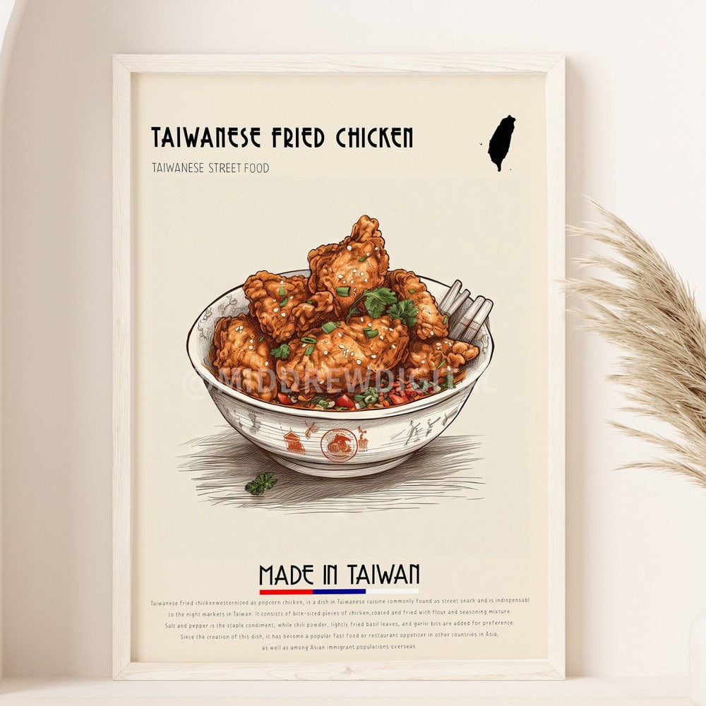 Fried Chicken Poster, Taiwan Food Print, Salt And Pepper Chicken ...
