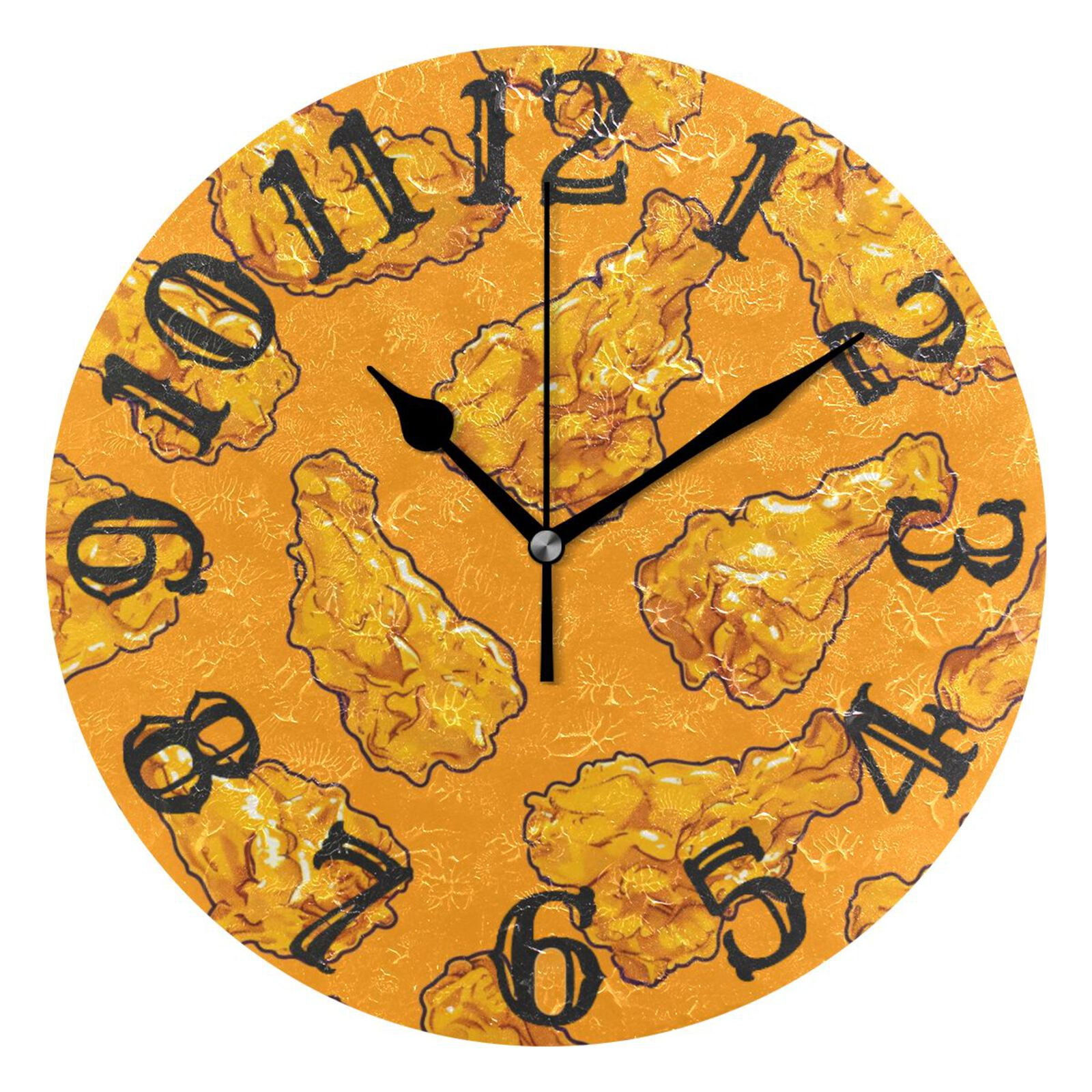 Fried Chicken Wall Clock 10 inch Non-Ticking Easy to Read Decorative ...