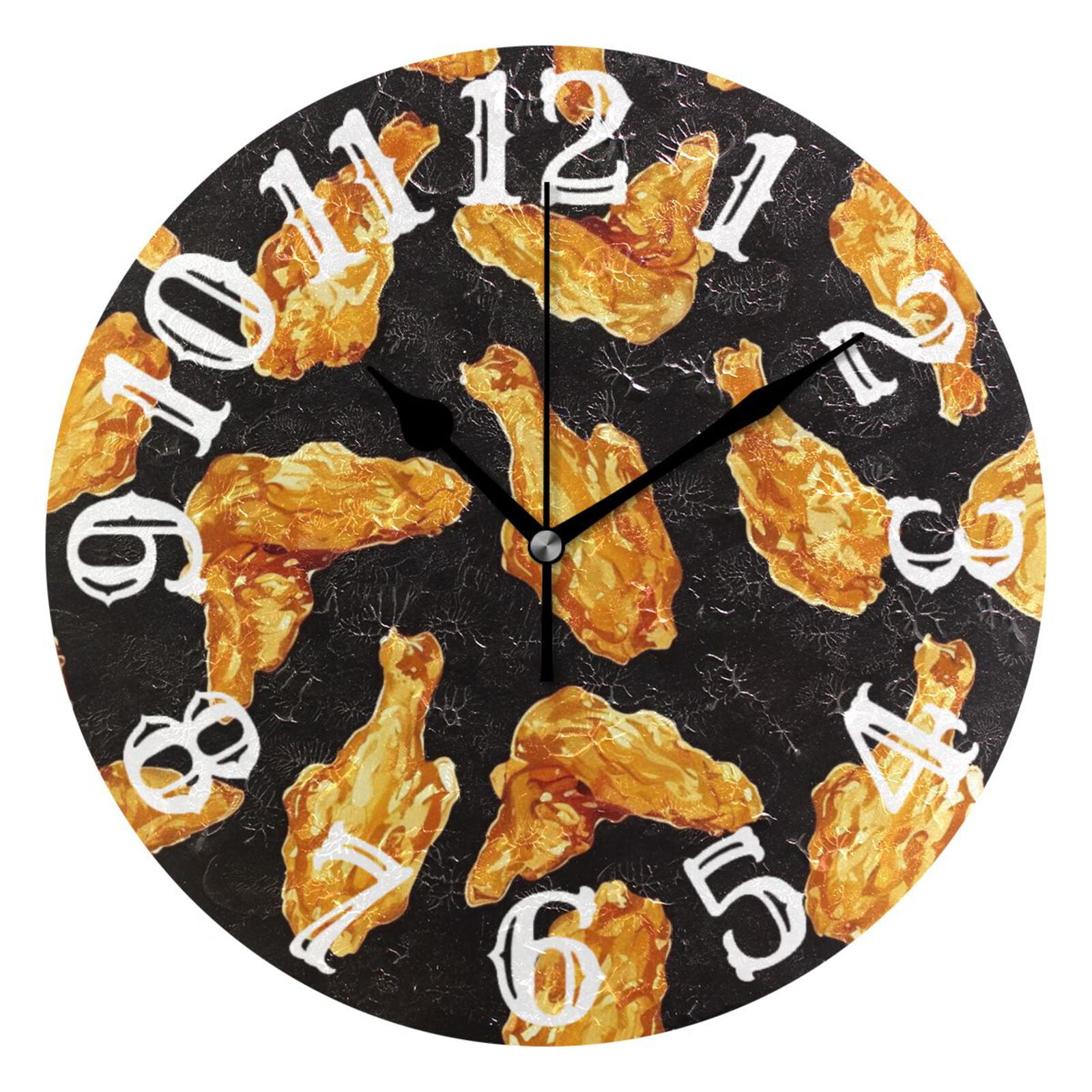 Fried Chicken Wings Wall Clock 10 inch Non-Ticking Easy to Read ...
