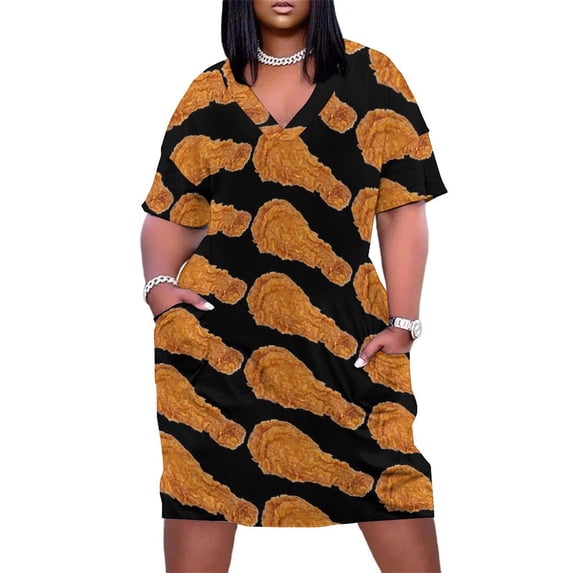 Fried Chicken meme Loose Pocket Dress Elegant gowns dress summer 2025 ...