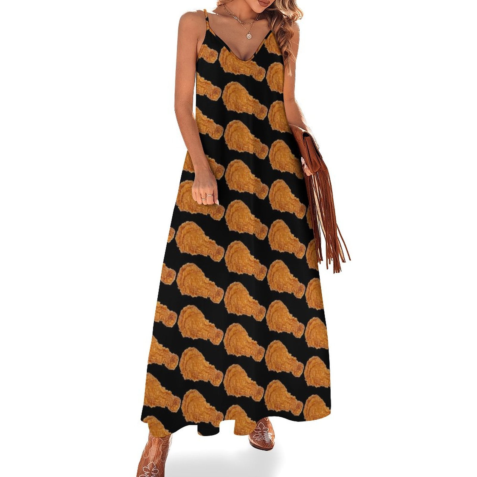Fried Chicken meme Sleeveless Dress Female clothing elegant women's ...