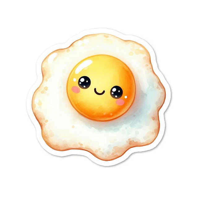 Fried Egg Kawaii Sticker Water Resistant, Scrapbooking, Laptop,Phone ...