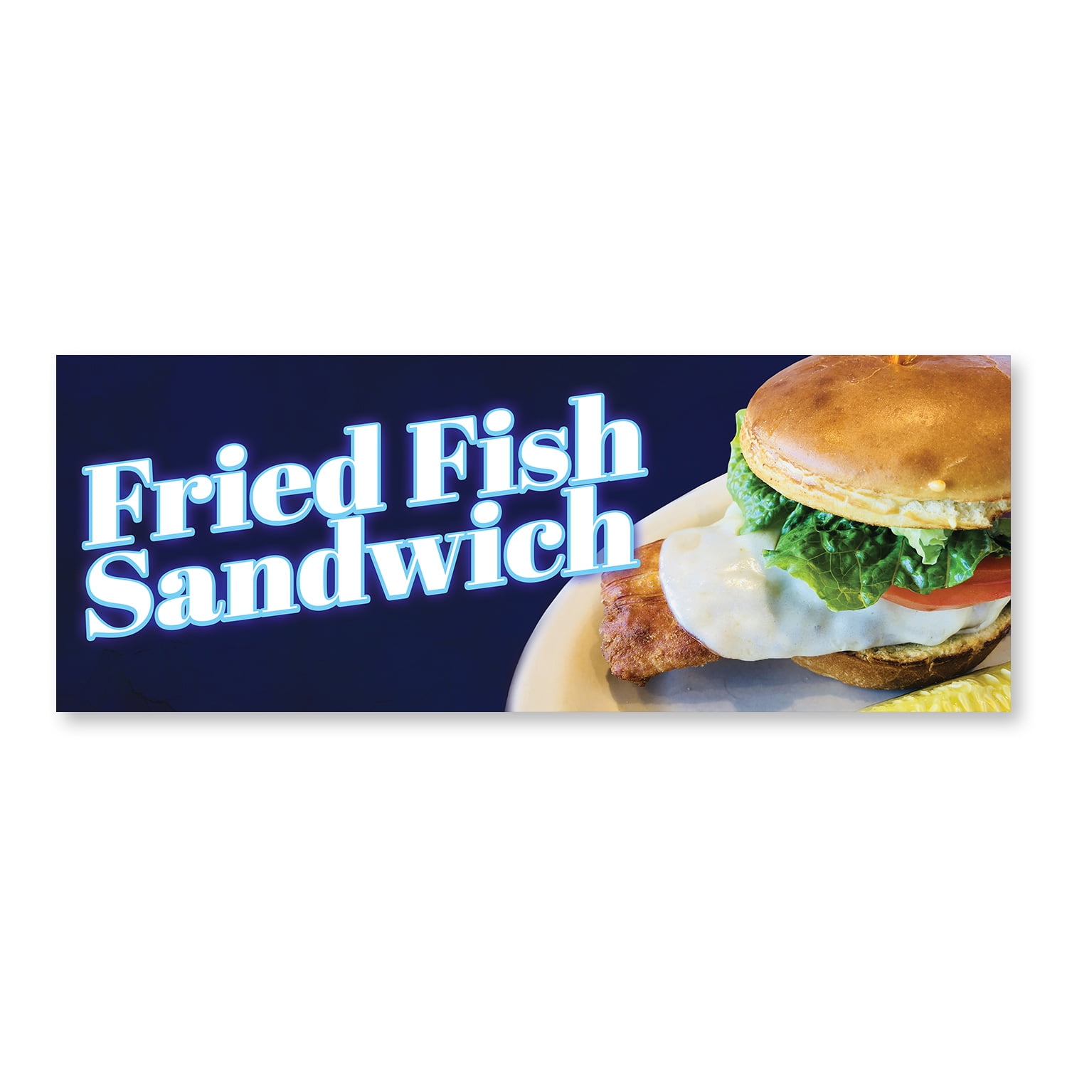 Fried Fish Sandwich 12" x 4.5" Decal | Advertise Your Business | All ...