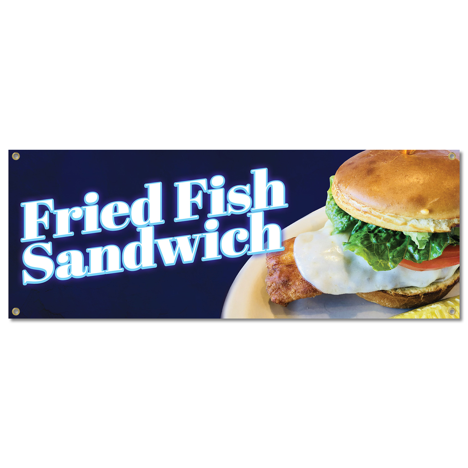 Fried Fish Sandwich | 18" X 48" Banner | Outdoor Vinyl Sign With ...