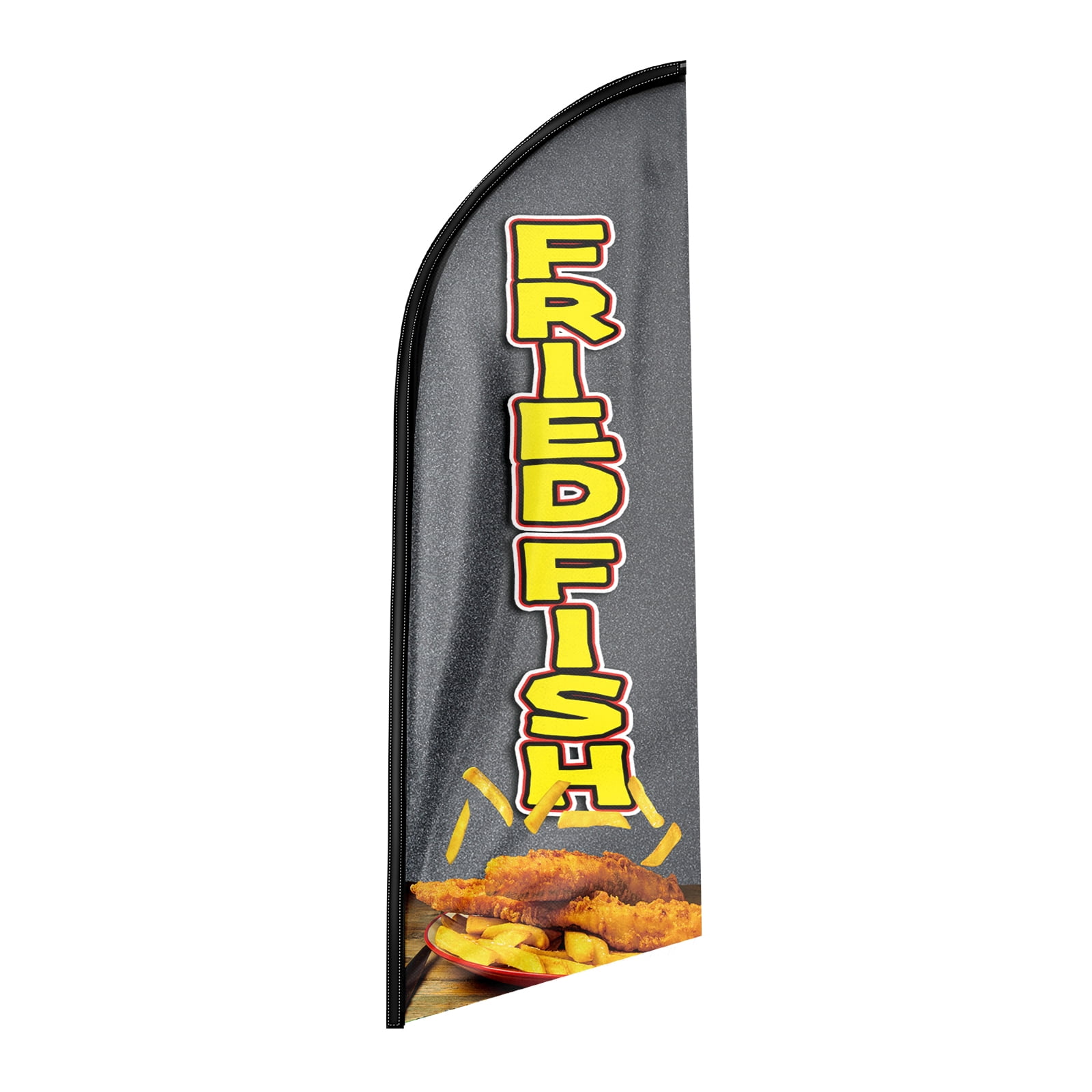Qsum Fried Fish Feather Flag, 8FT Polyester Outdoor Advertising Banner ...