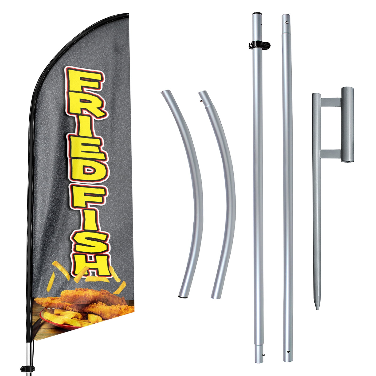 Fried Fish Sign Feather Flag with Pole Kit,11ft Fried Fish Decoration ...