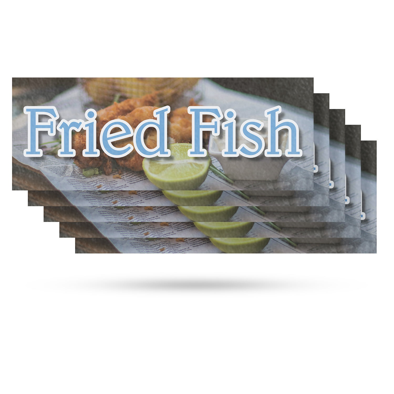 Fried Fish Vinyl Decal 5 Pack of 24 Inch x 9 Inch Weatherproof Heavy ...