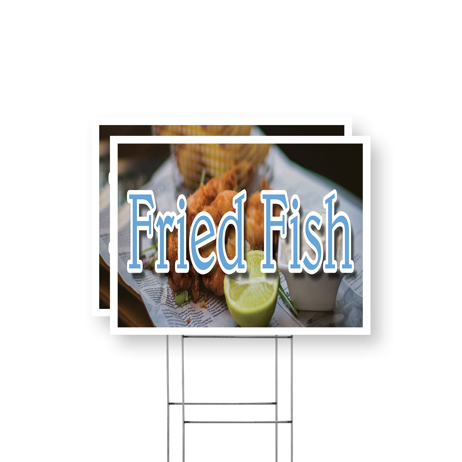 Fried Fish Yard Sign 2 Pack of 18 Inch x 24 Inch Double Sided ...