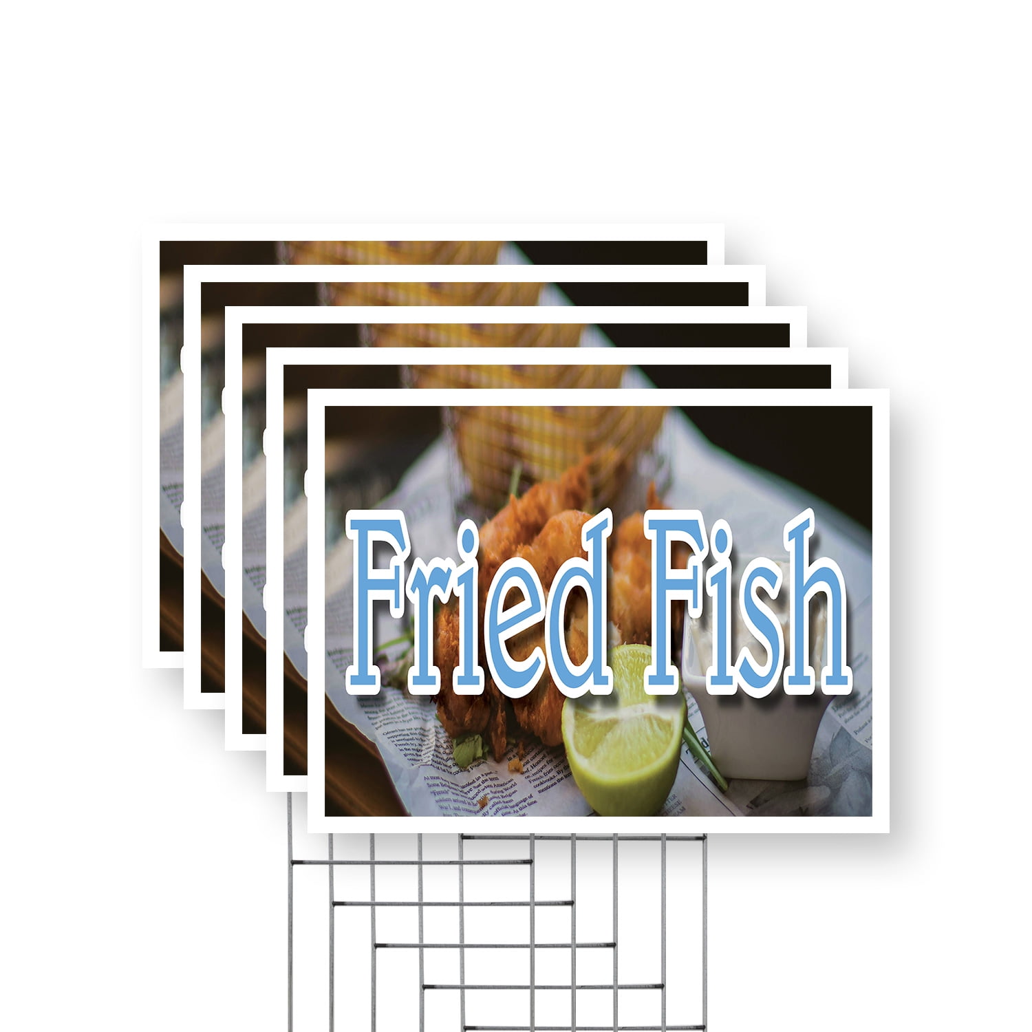 Fried Fish Yard Sign 5 Pack of 12 Inch x 16 Inch Double Sided ...