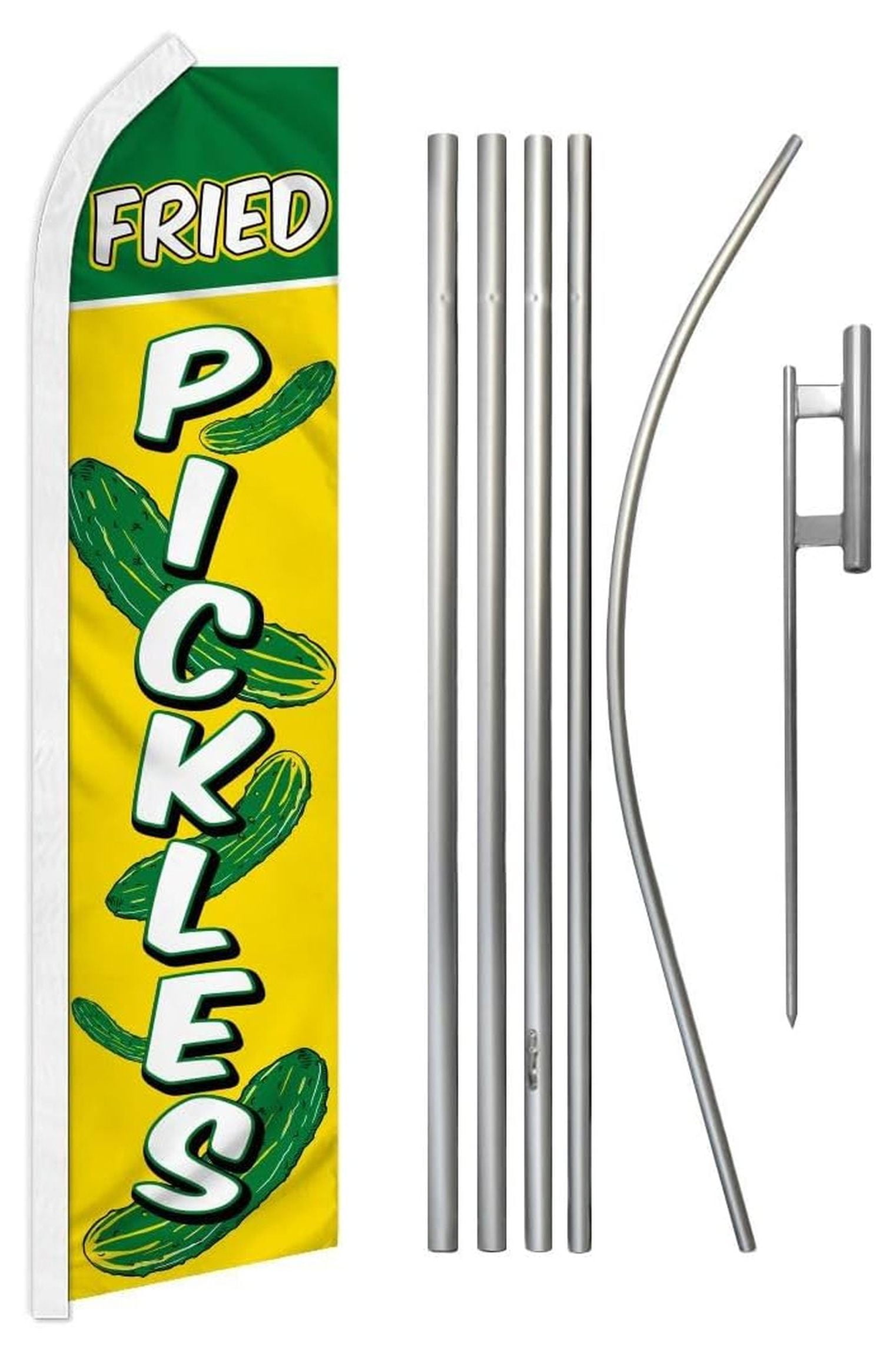 Fried Pickles Swooper Flag & Pole Kit - Great for Restaurants, Food ...
