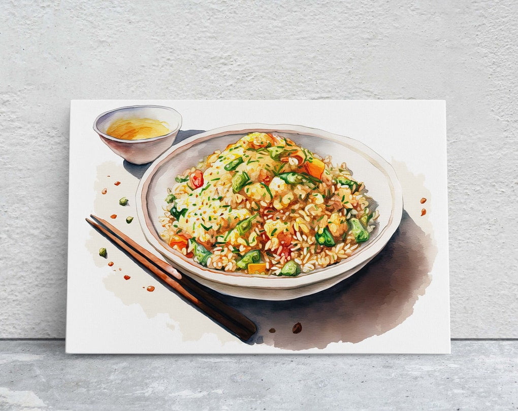 Fried Rice Watercolor, Chinese Food, Restaurant Art, Asian Cuisine ...