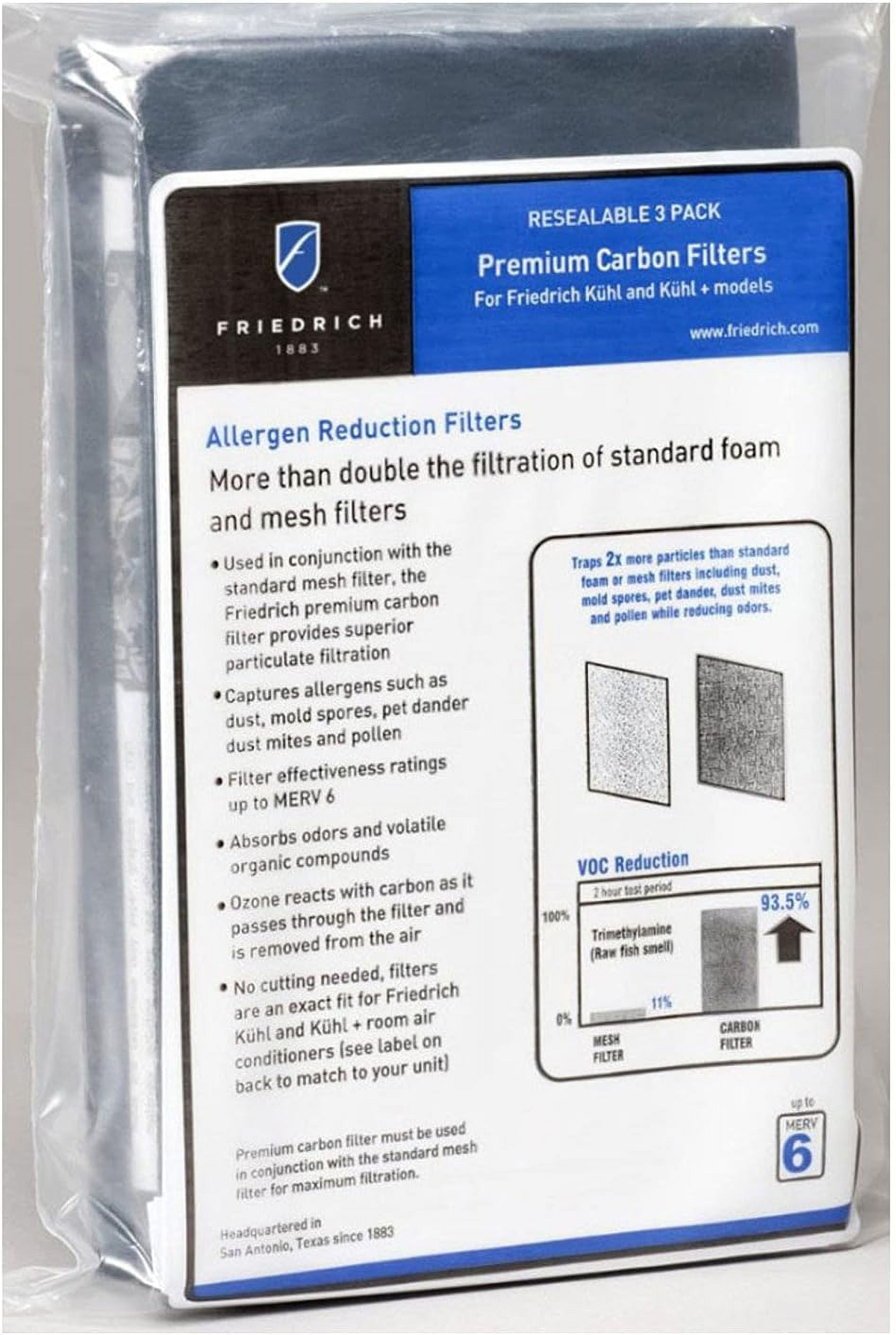 Friedrich KWCFM Carbon Filters - 3 Pack for Kuhl and Kuhl+ Series - M ...